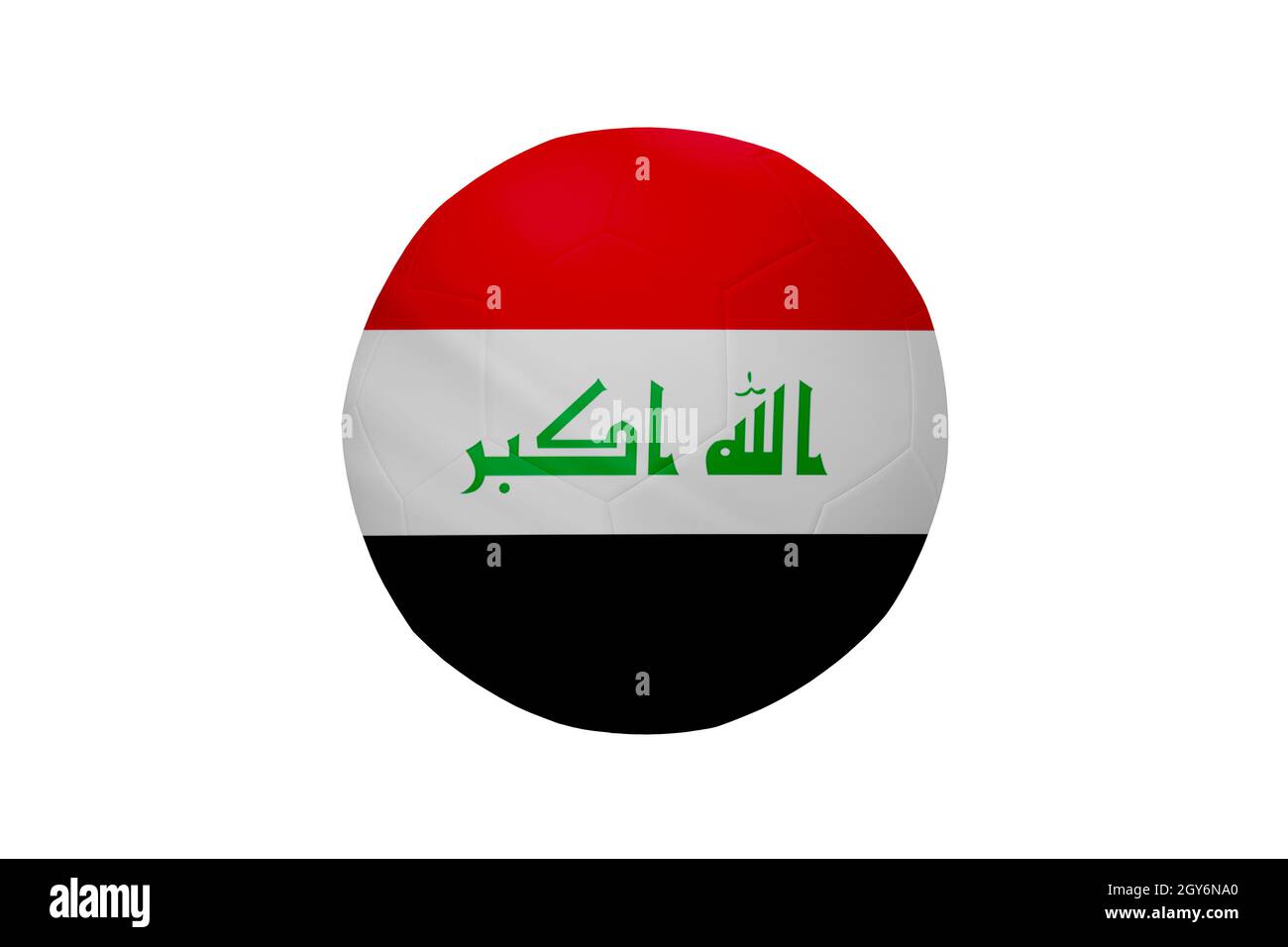 Football in the colors of the Iraq flag isolated on white background ...