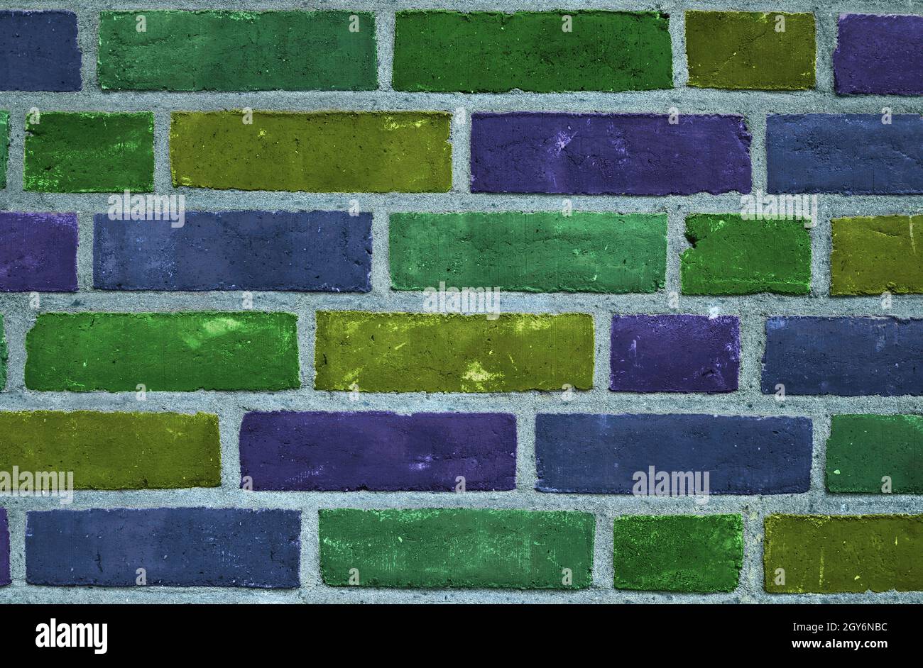 Beautiful rainbow colored bricks on an old vintage wall texture Stock ...