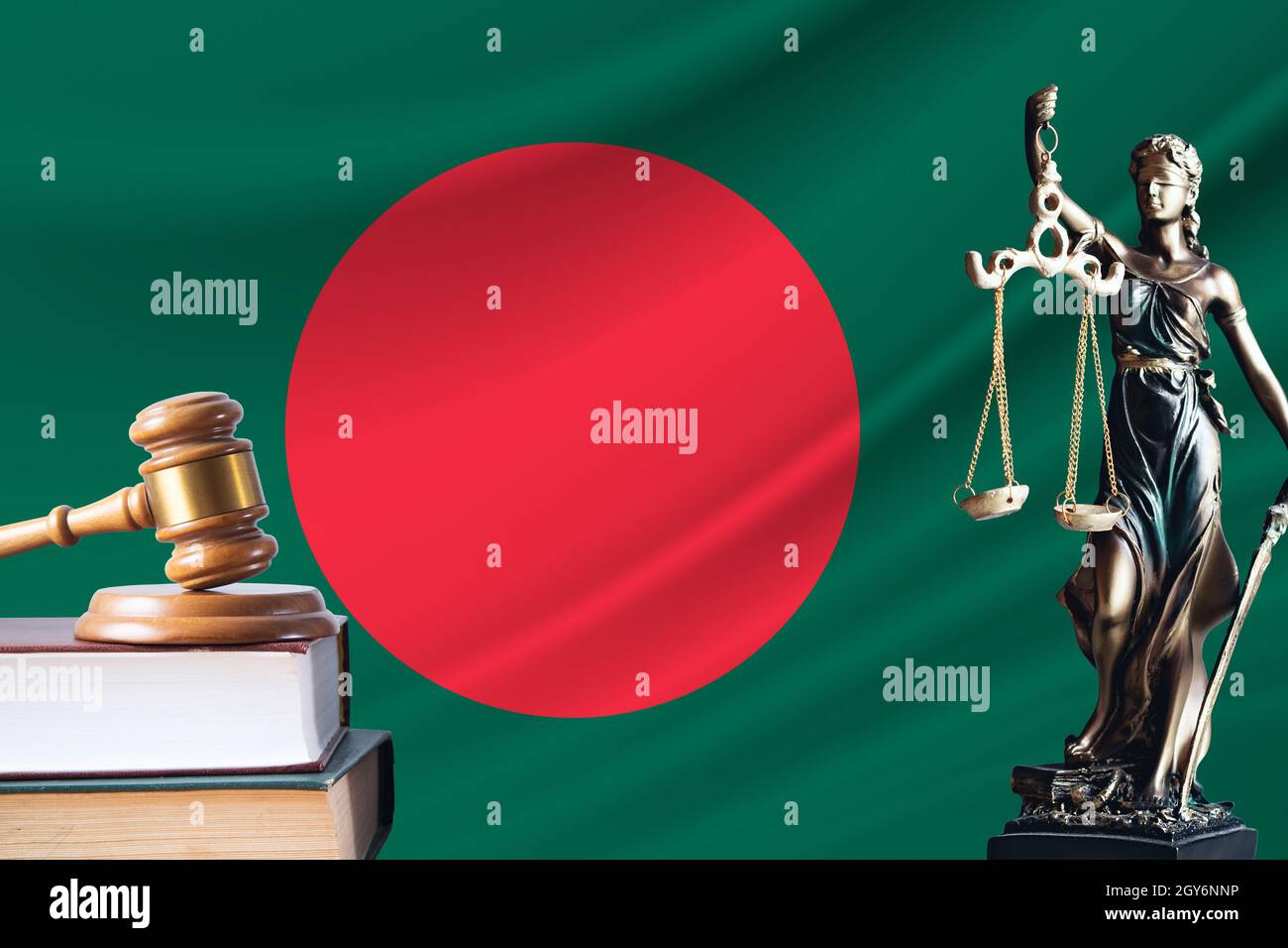 Law and justice in Bangladesh. Statue of themis and the gavel of the ...