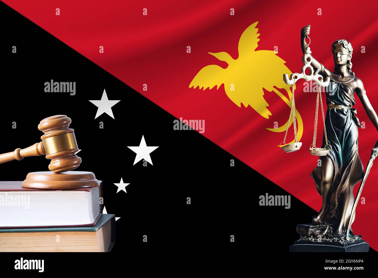 Law and justice in Papua New Guinea. Statue of themis and the gavel of ...