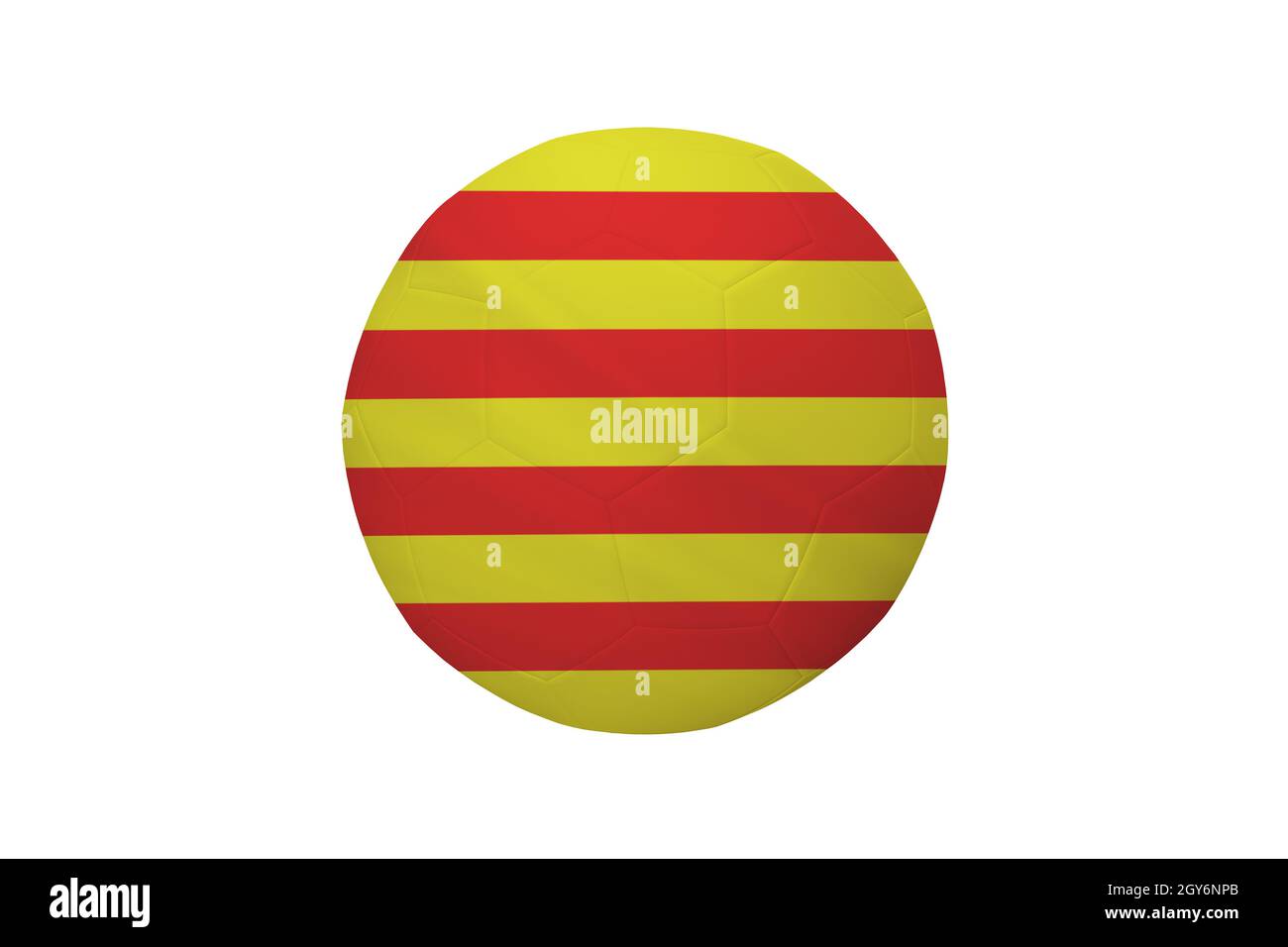 Football in the colors of the Catalonia flag isolated on white ...