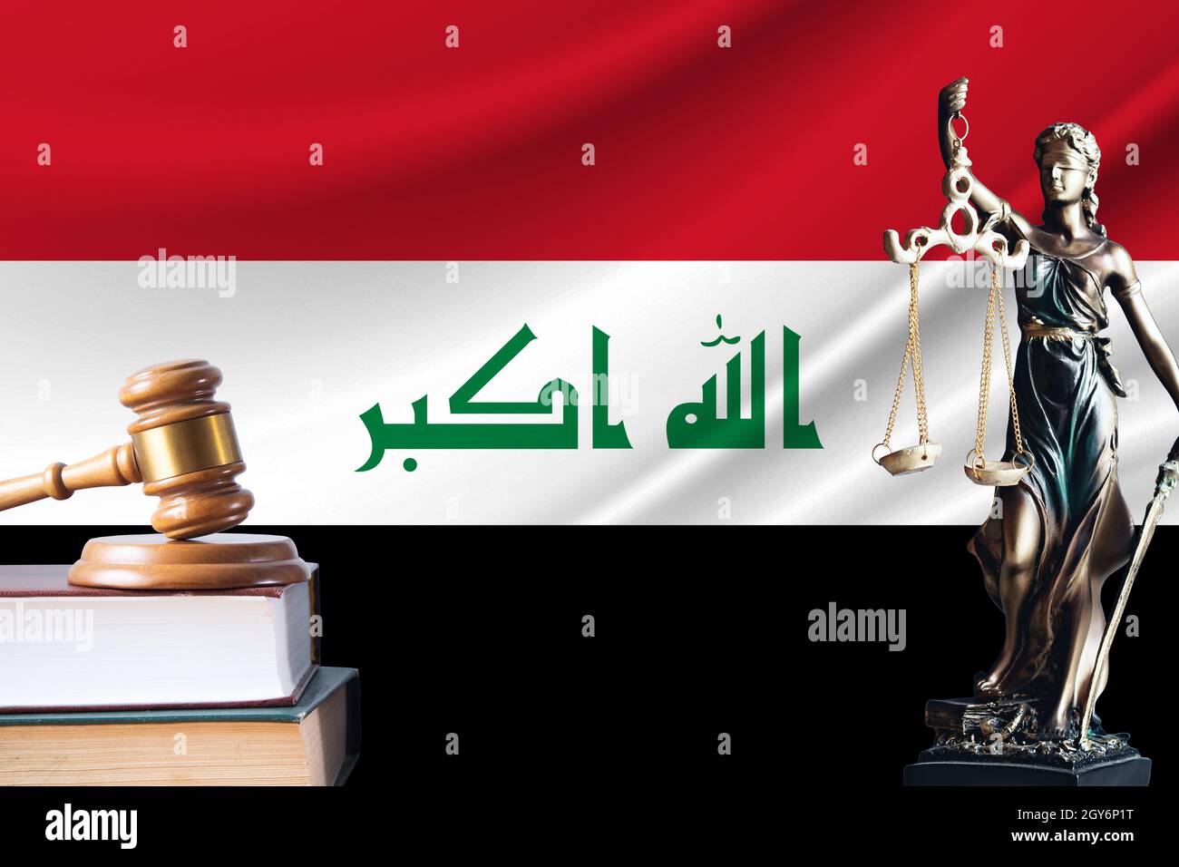 Law and justice in Iraq Statue of themis and the gavel of the judge ...