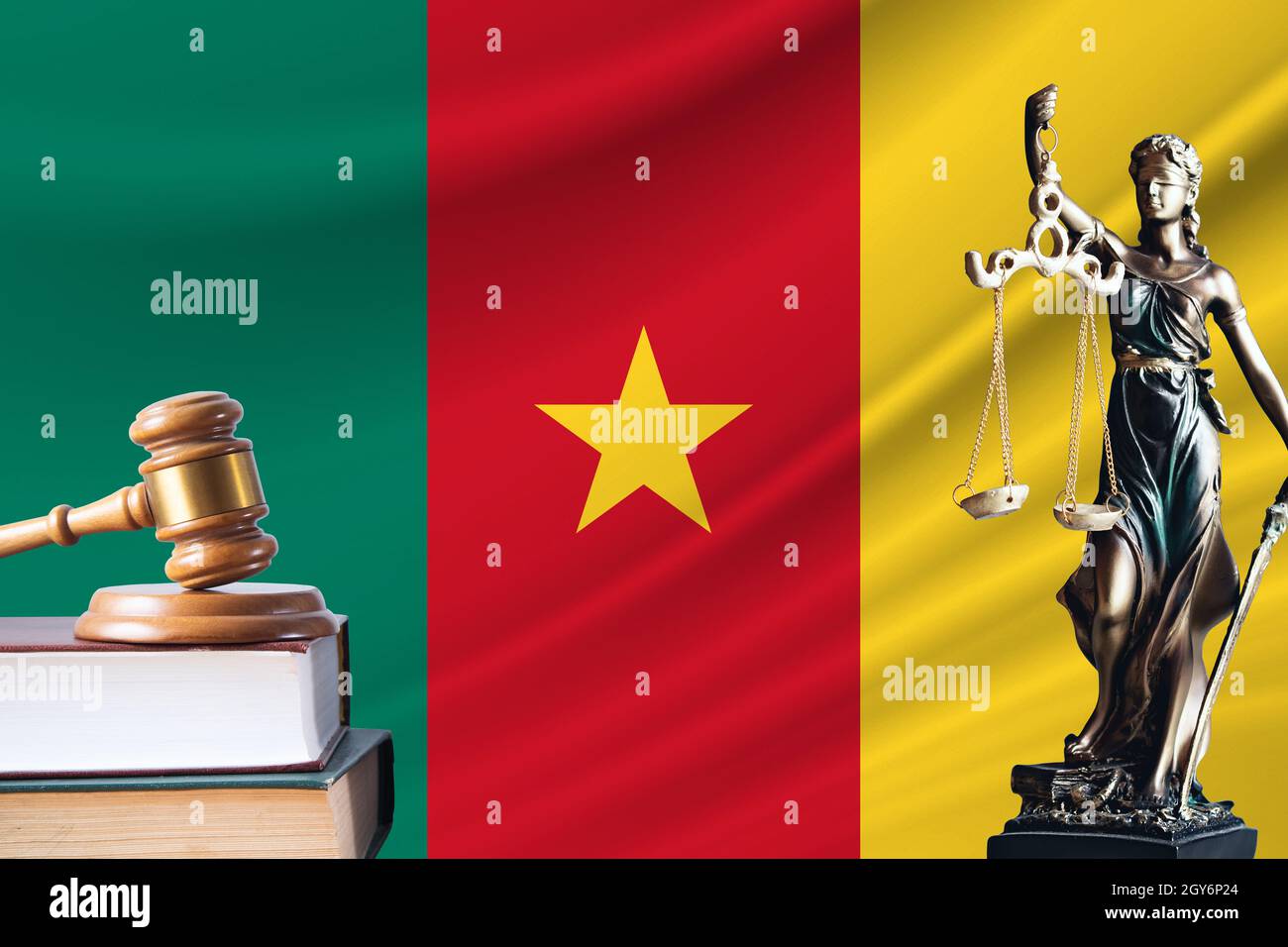 Law and justice in Cameroon Statue of themis and the gavel of the judge ...