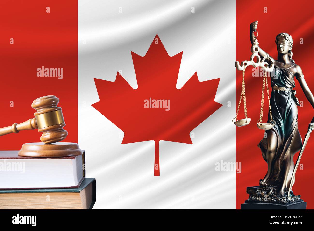 Law and justice in Canada Statue of themis and the gavel of the judge ...