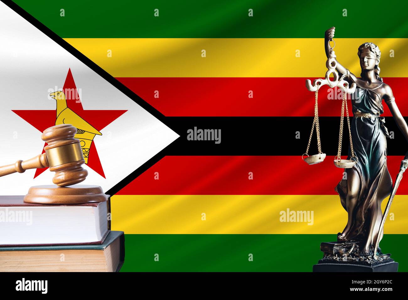 Law and justice in Zimbabwe Statue of themis and the gavel of the judge ...