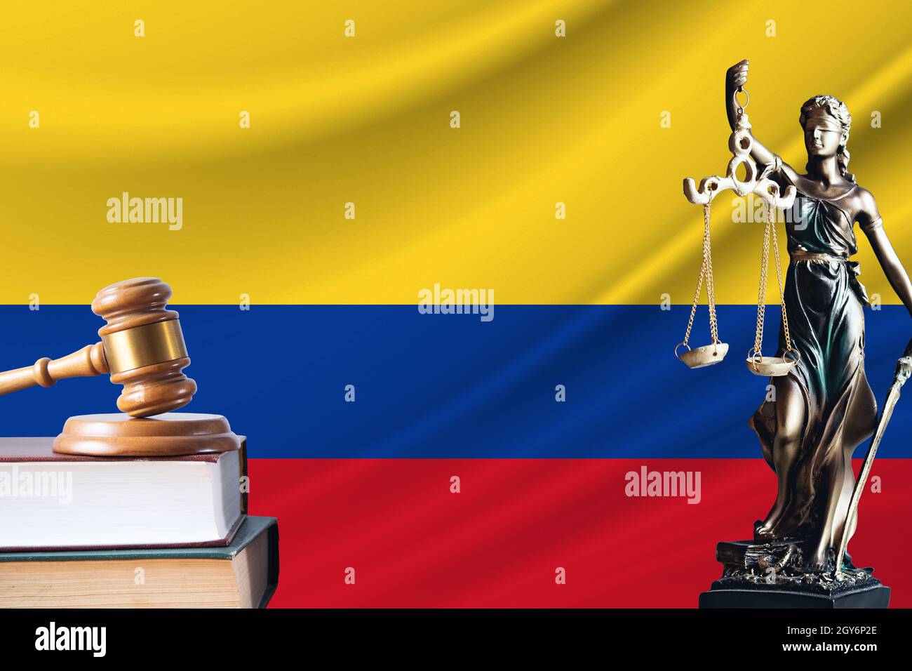 Law and justice in Colombia Statue of themis and the gavel of the judge ...