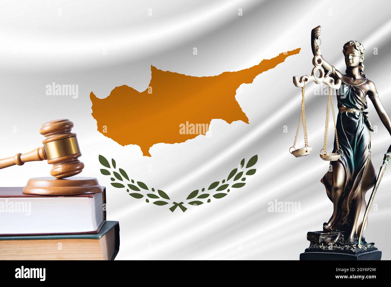 Law and justice in Cyprus Statue of themis and the gavel of the judge ...