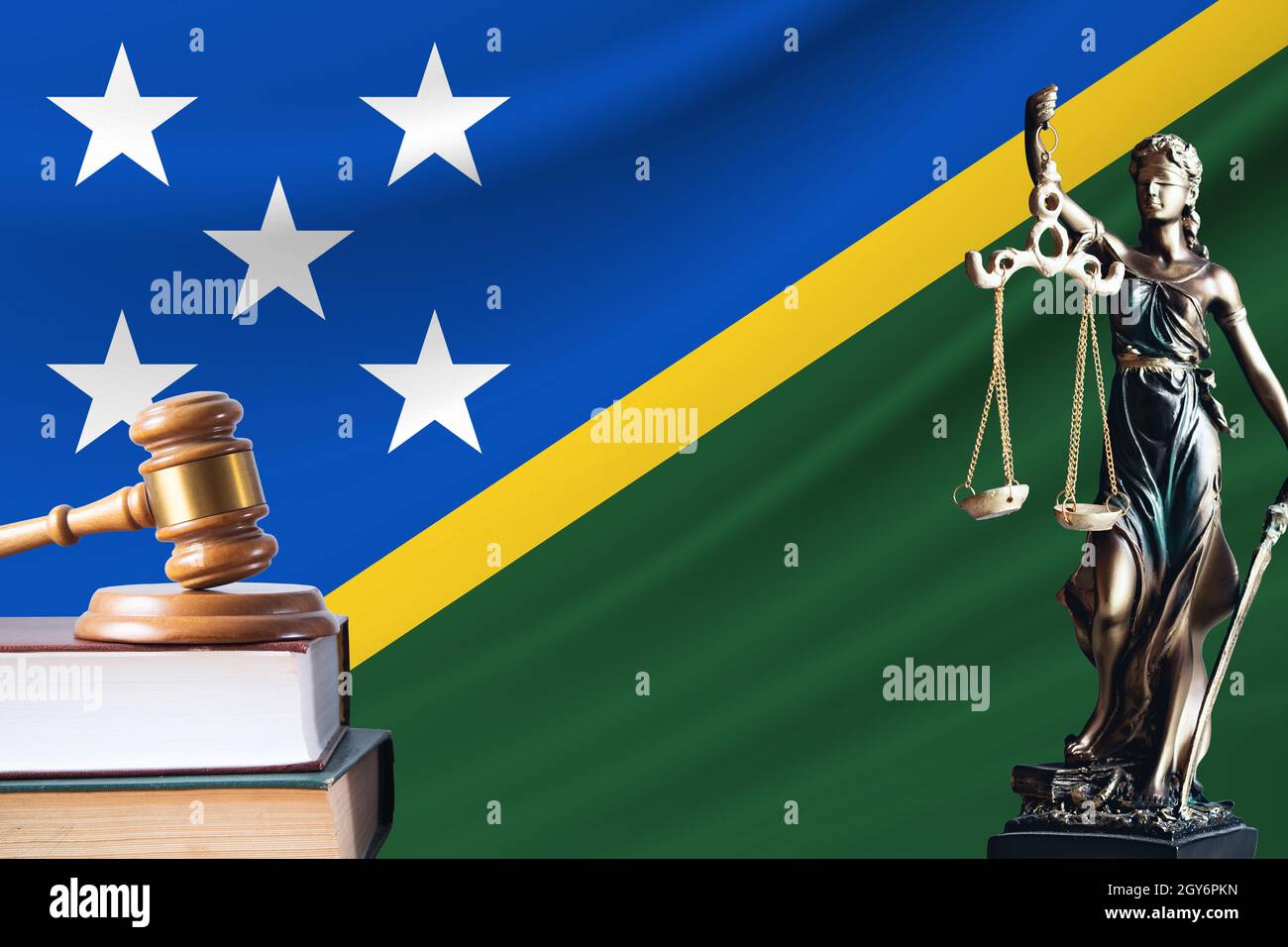 Law and justice in Solomon Islands. Statue of themis and the gavel of ...