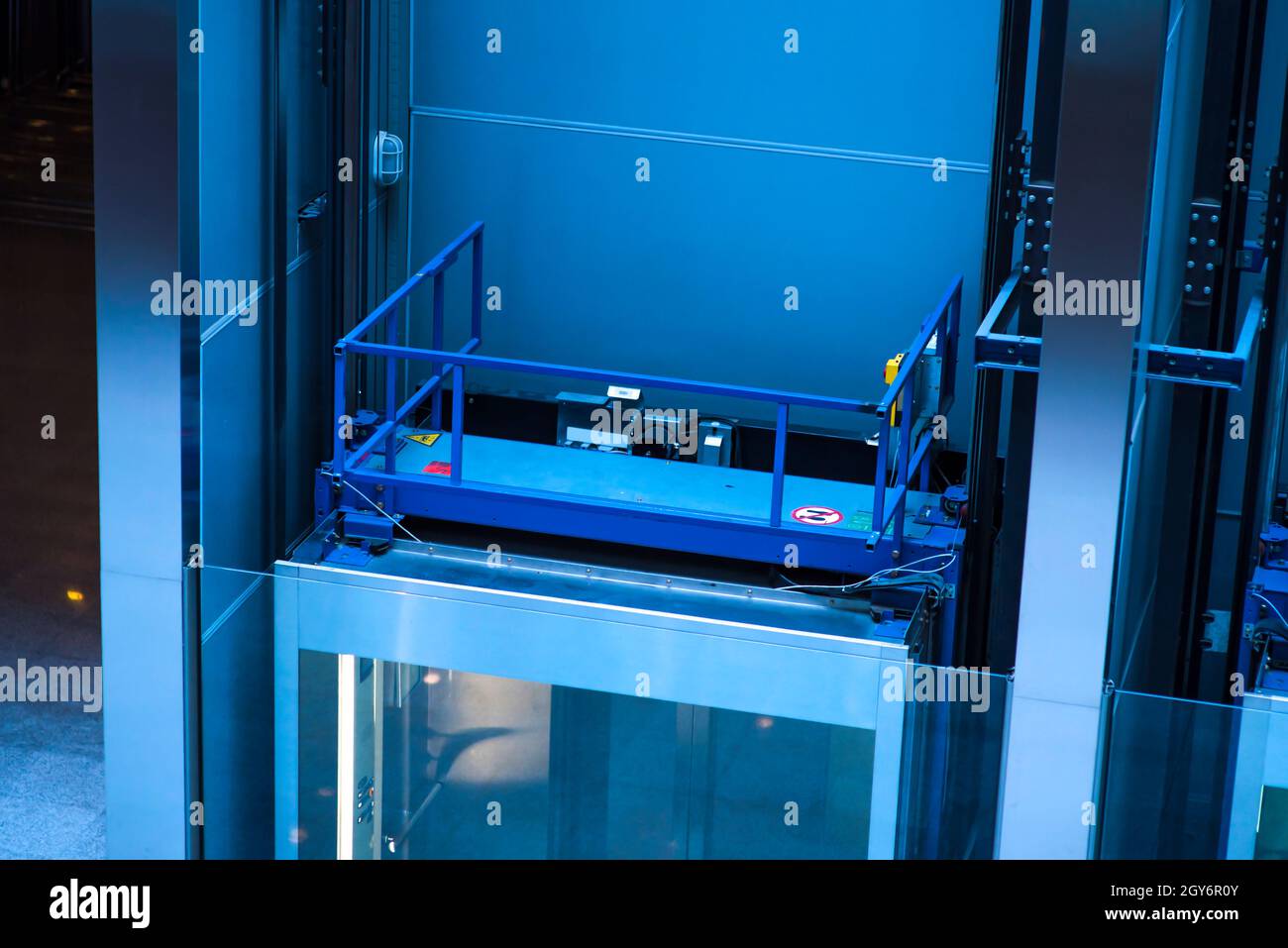 lift welding elevator fasteners in lift shaft Stock Photo - Alamy