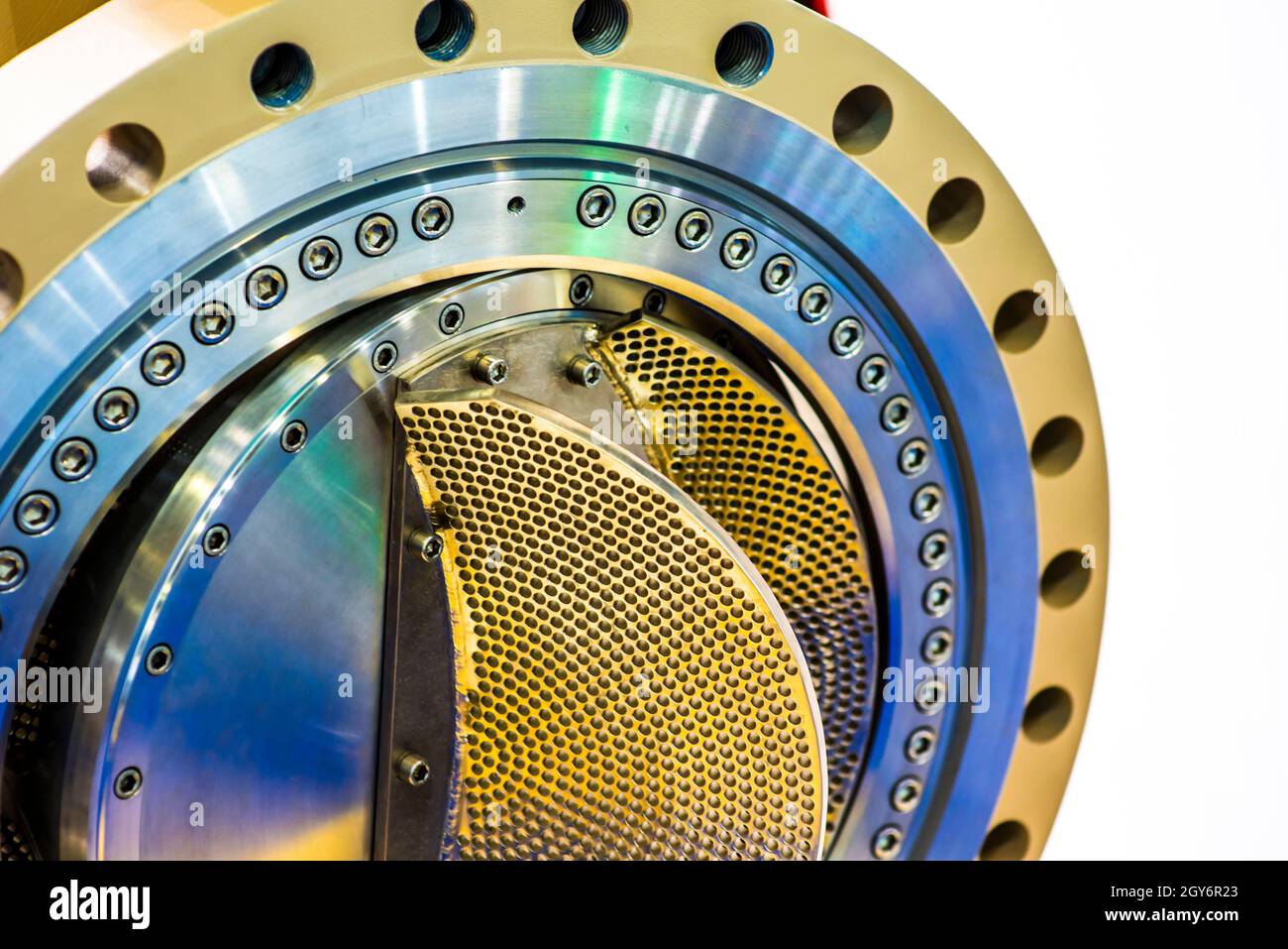 The CNC lathe machine drilling the hole on the shaft part with drill ...