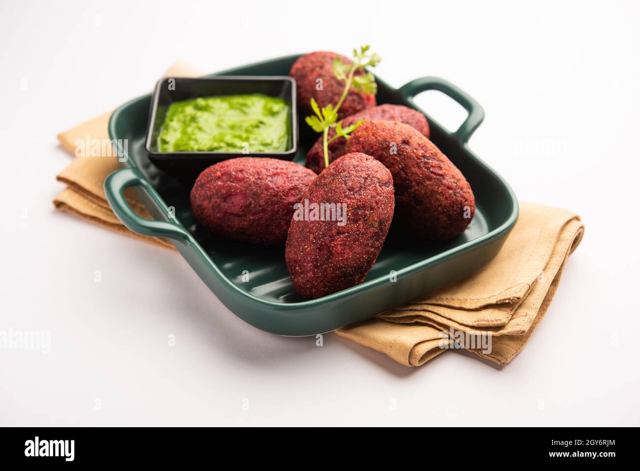 Beet Root Patties or cutlet or tikki served with green chutney Stock ...