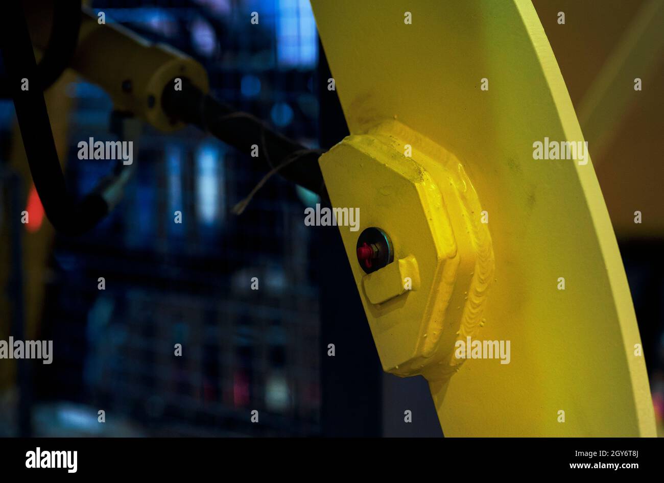 emergency stop button install at new machine Stock Photo - Alamy
