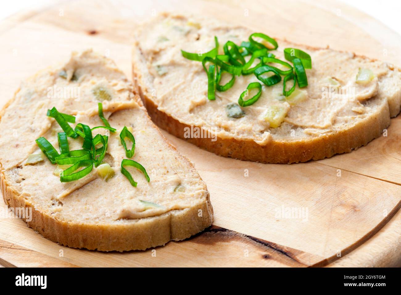cracklings spread on bread with spring onion Stock Photo - Alamy