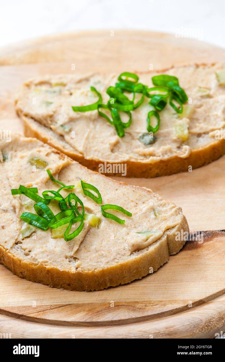 cracklings spread on bread with spring onion Stock Photo - Alamy