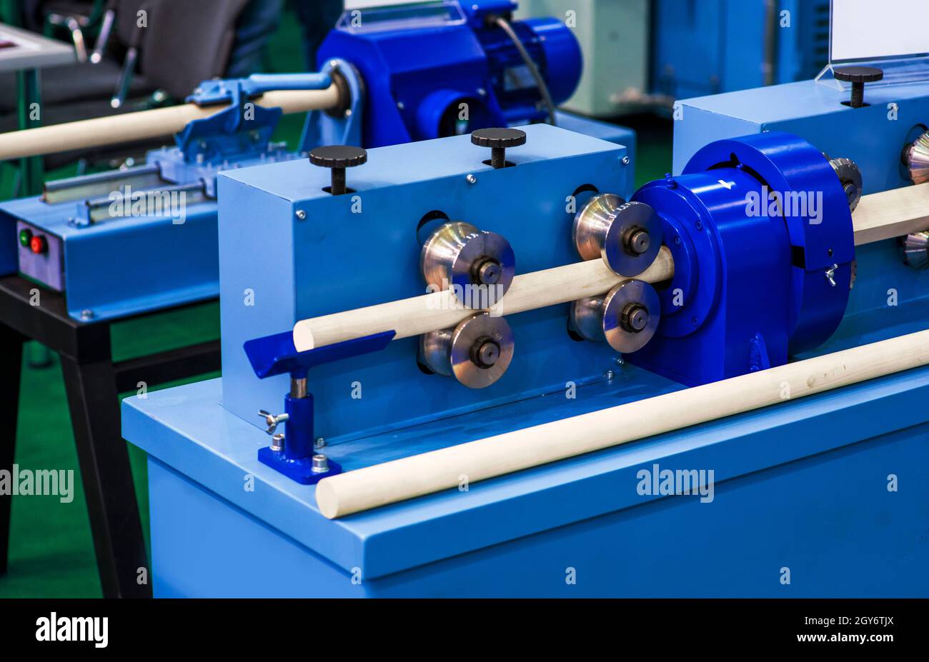 Wood milling machine in action close up process Stock Photo - Alamy