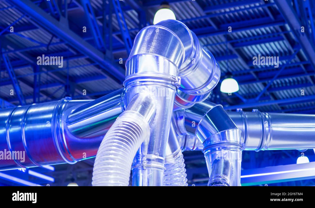 Equipment, cables and piping as found inside of a modern industrial ...