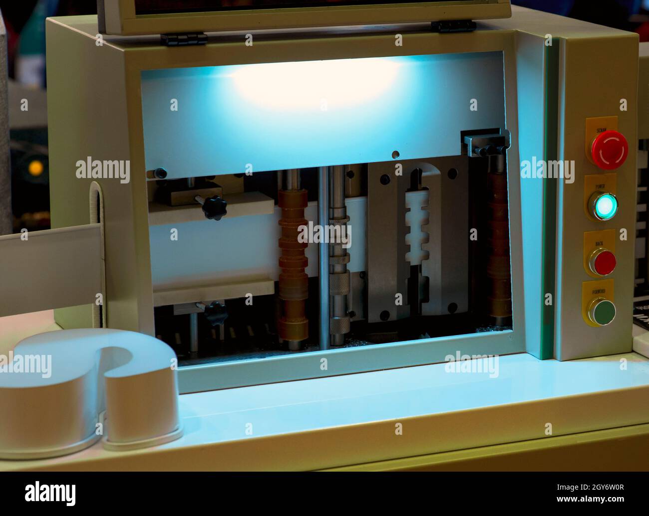 Many plastic cogwheels and gears, smart manufacturing background Stock ...