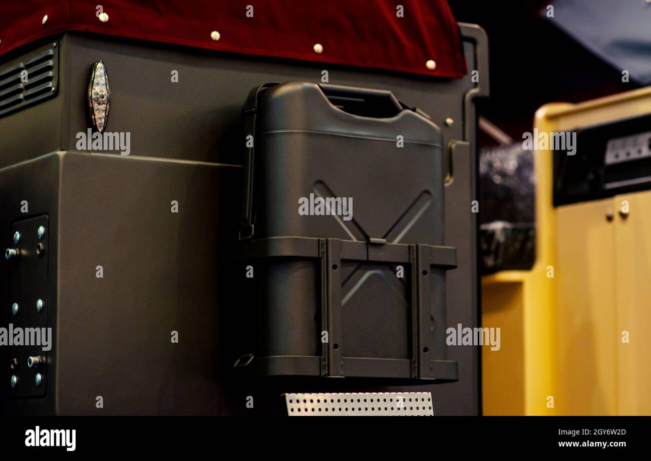 black gas canister attached to a truck Stock Photo - Alamy