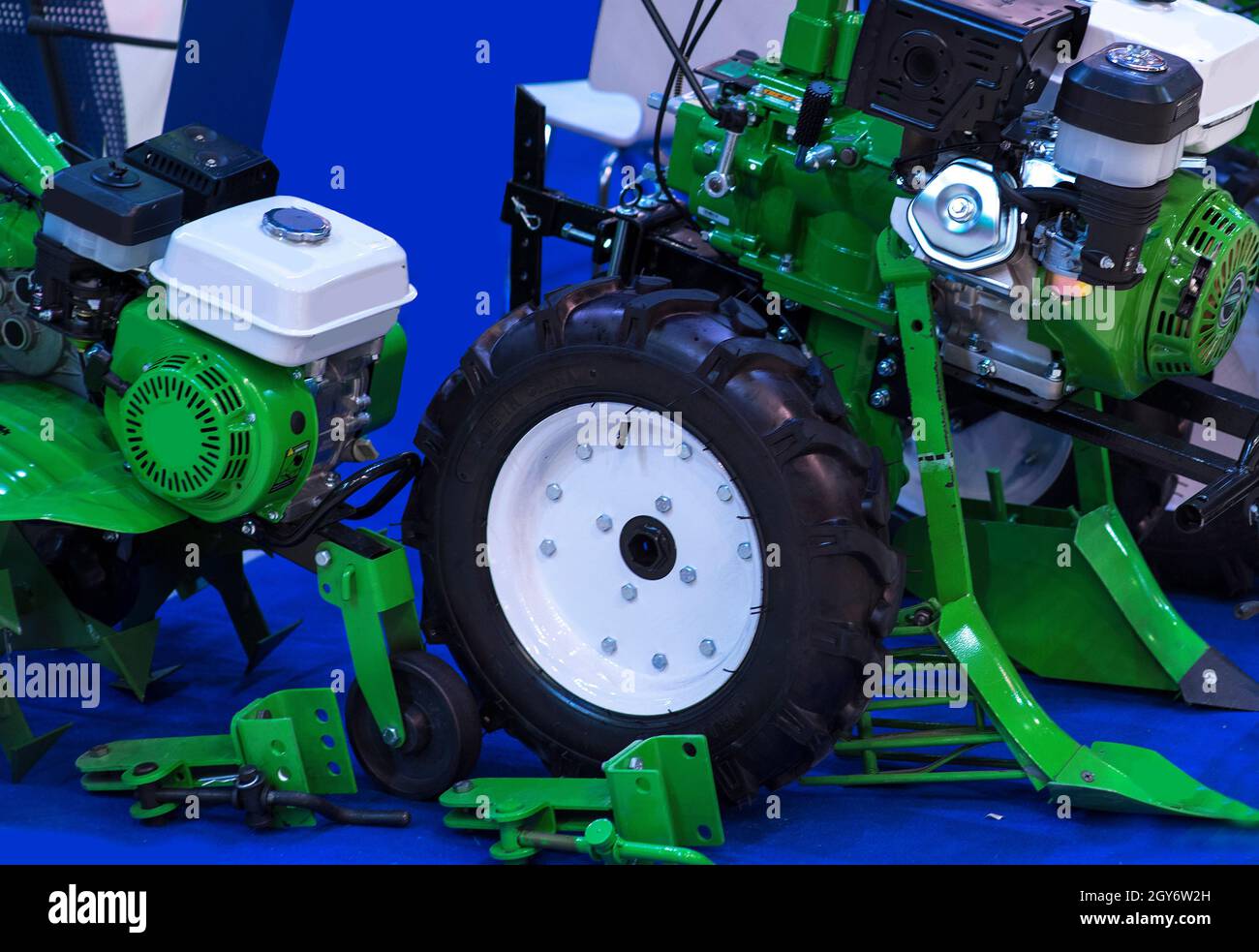 Green lawn mower on grass Stock Photo - Alamy