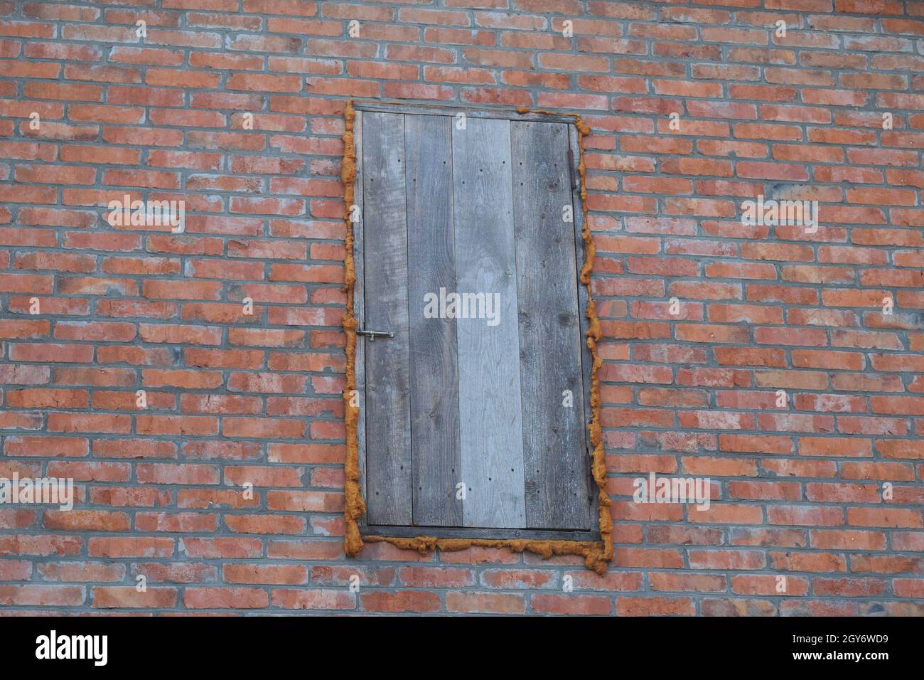 The wooden door of the attic. Detached house in the village Stock Photo ...