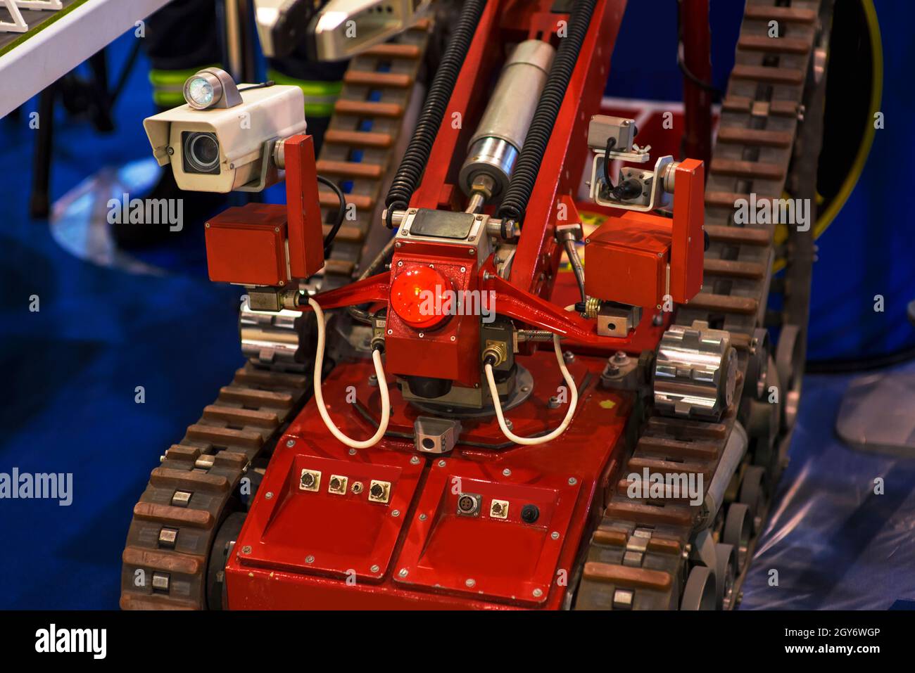 Combat mine clearance robot with caterpilar. Smart military concept ...