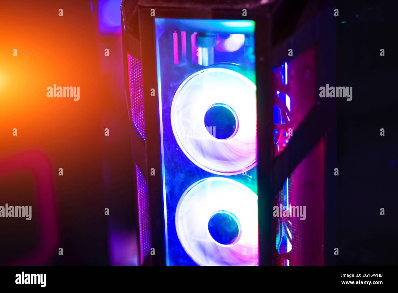 Inside a high performance computer. Computer circuit board and CPU ...