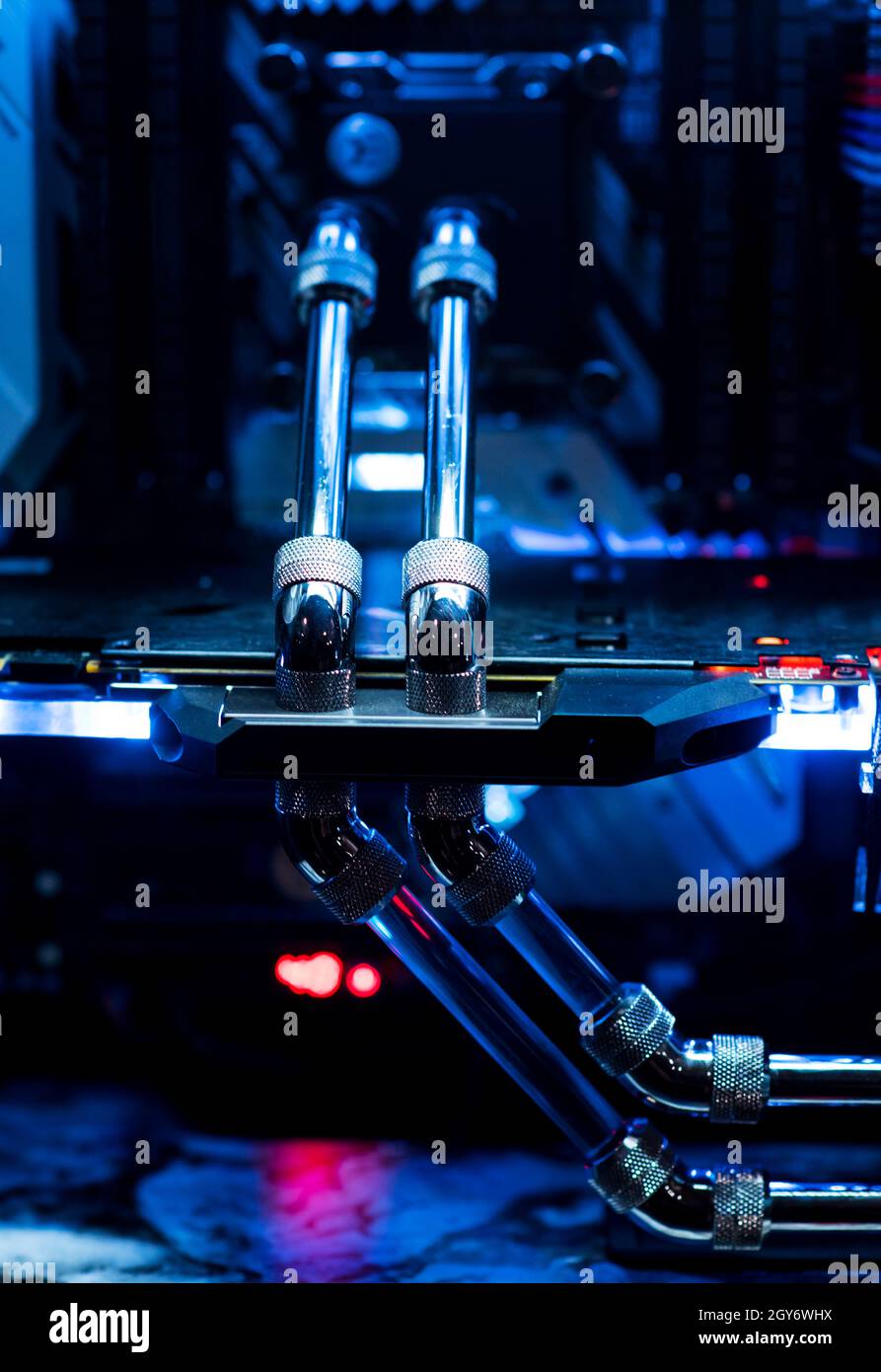 Inside a high performance computer. Computer circuit board and CPU ...