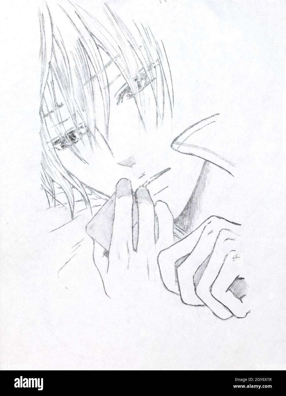 Drawing in the style of anime. Image of a man in the picture in the ...