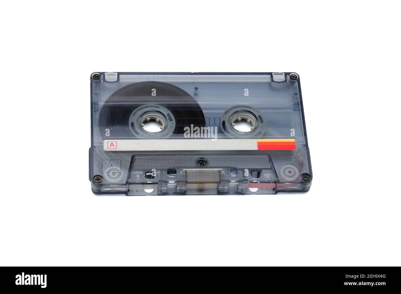 Vintage compact audio tapes for magnetic recording on an isolated white ...