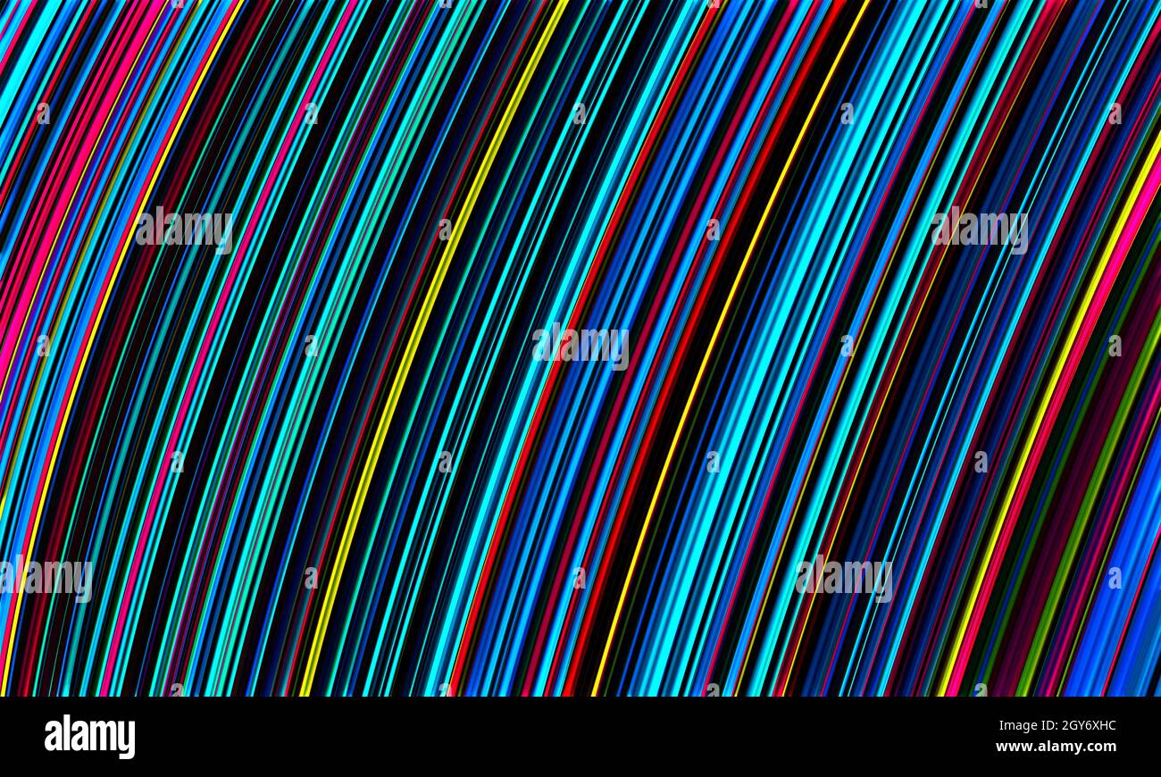 Multi-colored shades of blue and pink pattern of thin undulating lines ...