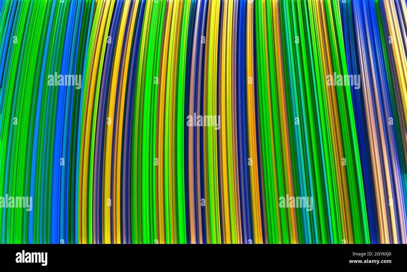 Multi-colored shades of blue and pink pattern of thin undulating lines ...