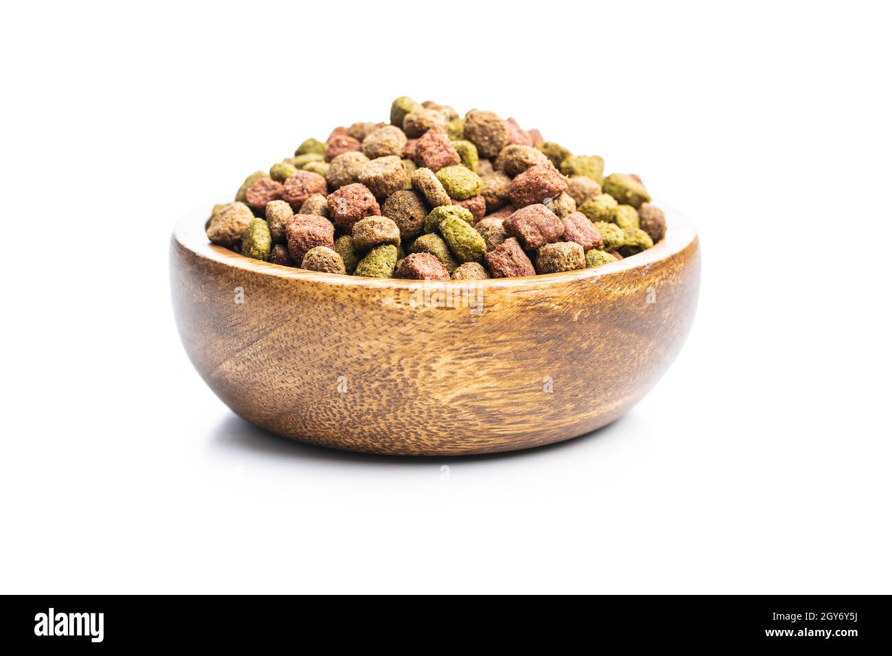 Dry kibble animal food. Dried food for cats or dogs in bowl isolated on ...