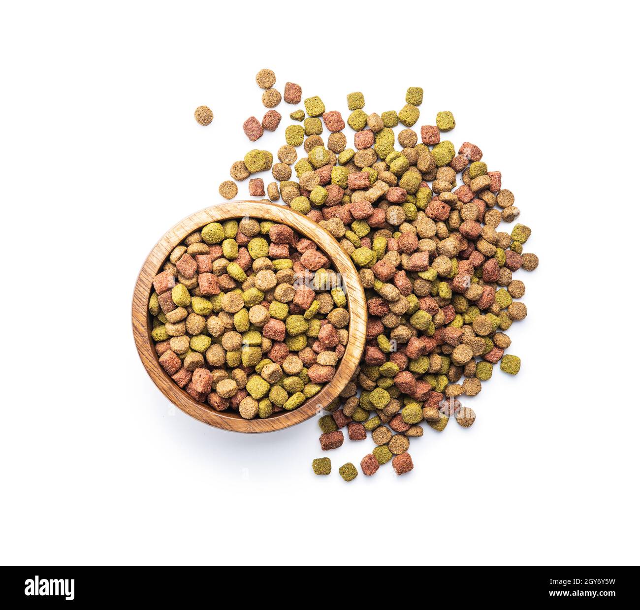 Dry kibble animal food. Dried food for cats or dogs in bowl isolated on ...