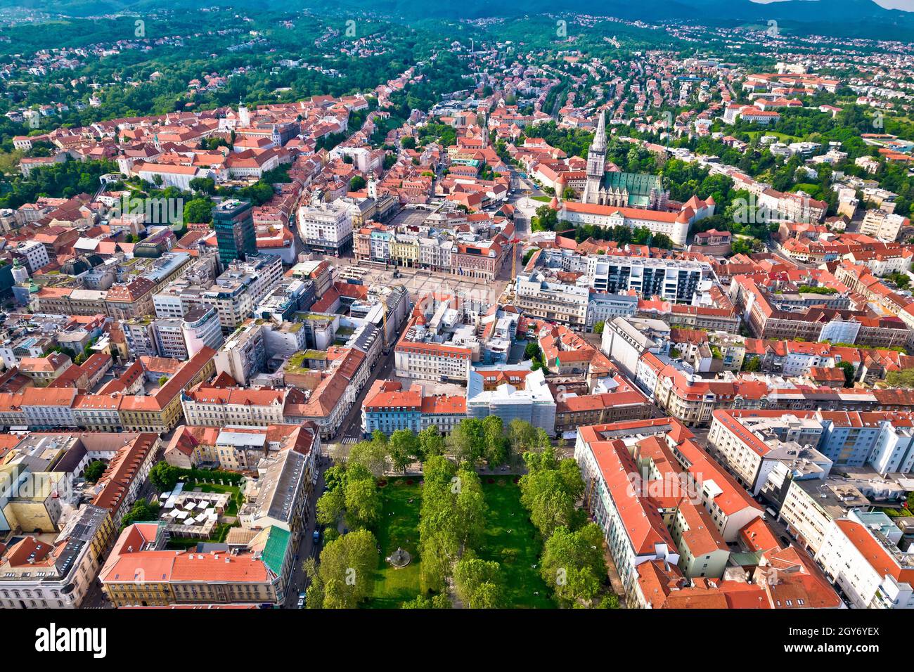 Zagreb historic city center aerial hi-res stock photography and images ...