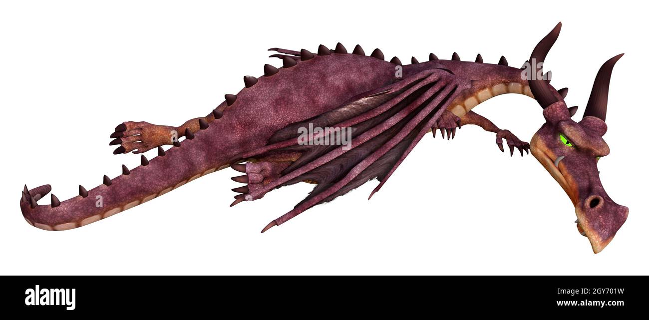 3D rendering of a fantasy dragon isolated on white background Stock ...