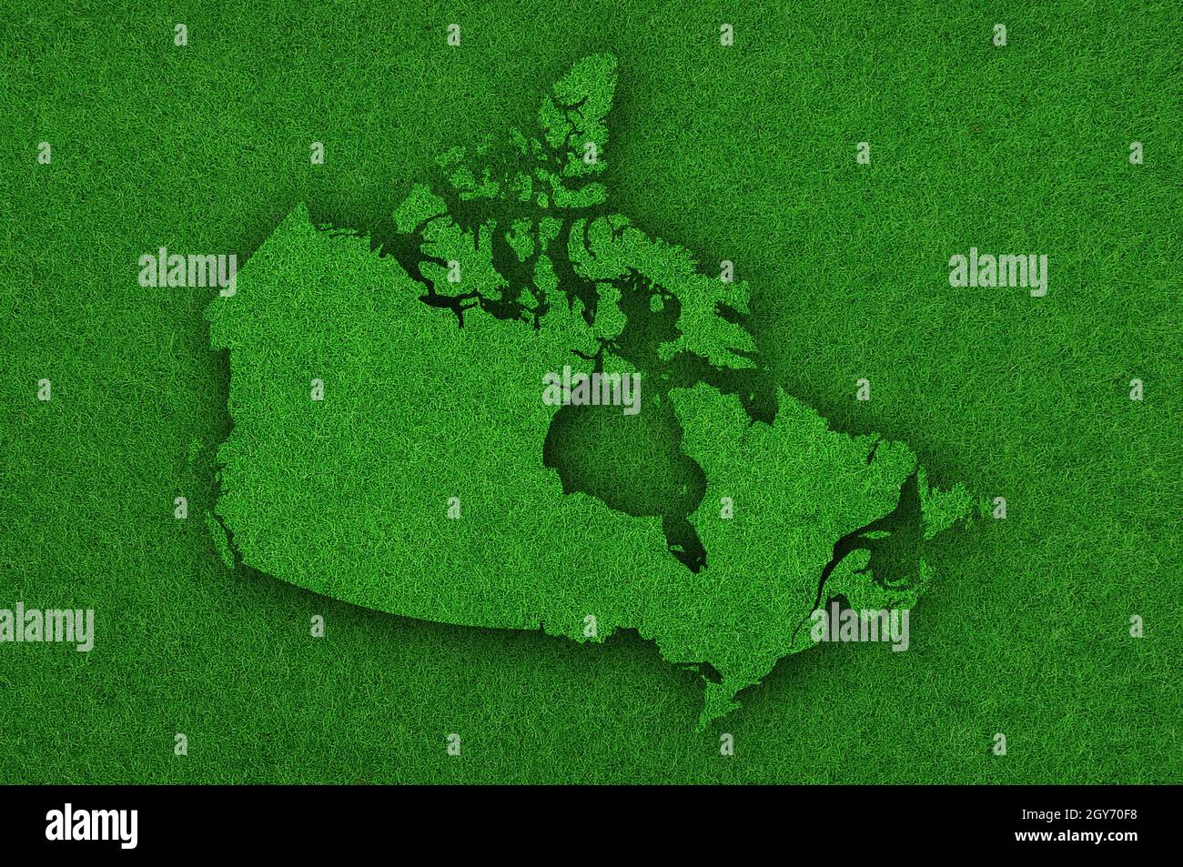 Map of Canada on green felt Stock Photo - Alamy
