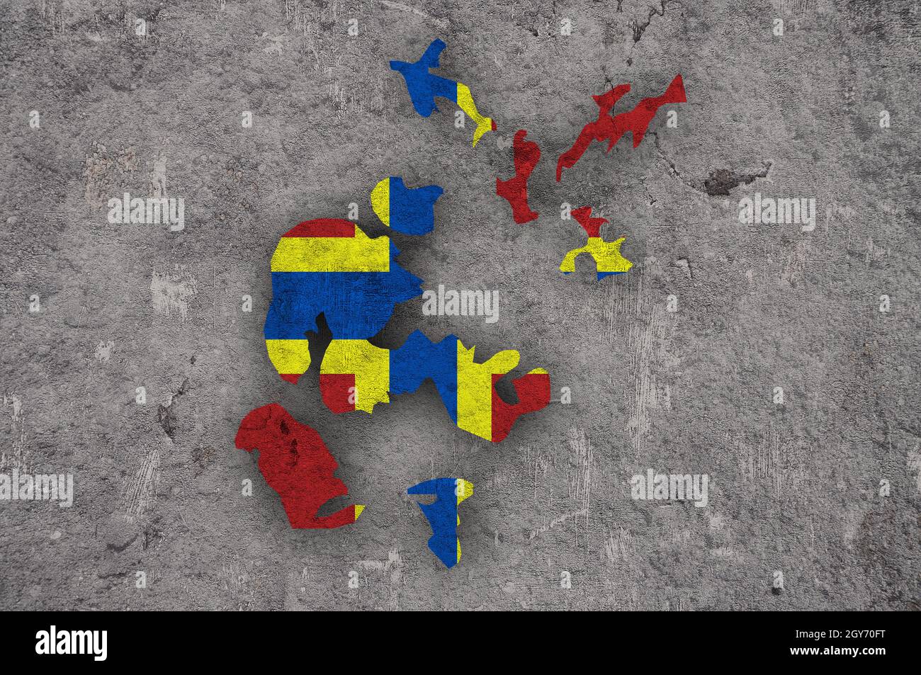 Map and flag of Orkney on weathered concrete Stock Photo - Alamy