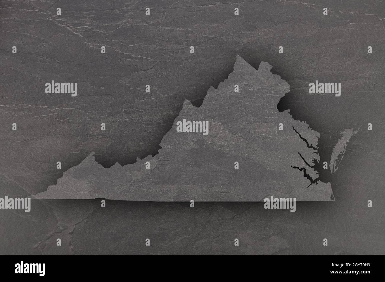 Map of Virginia on dark slate Stock Photo - Alamy