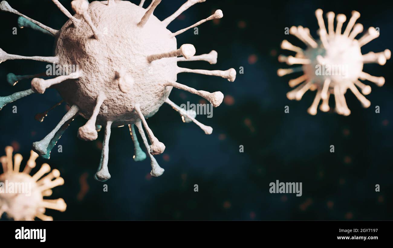 Dangerous corona virus, SARS pandemic risk concept. 3D illustration ...