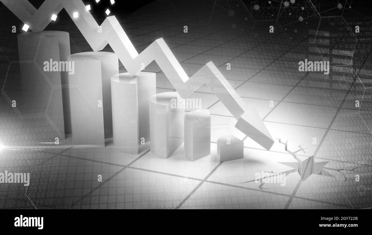 Graphs representing the stock market crash. 3d illustration Stock Photo ...