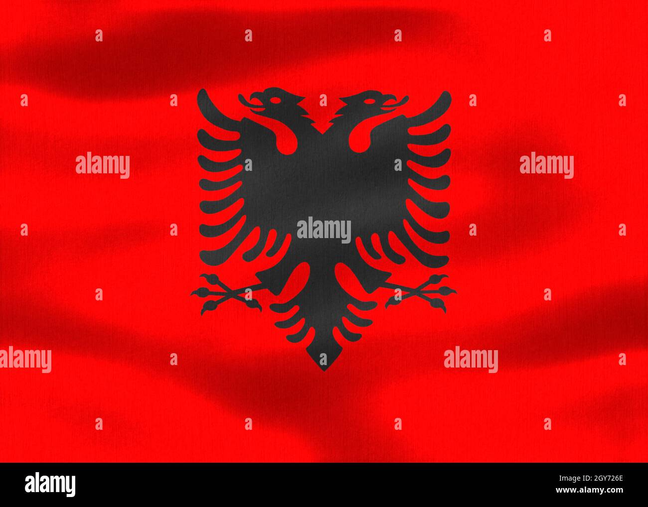Albania flag - realistic waving fabric flag Stock Photo - Alamy