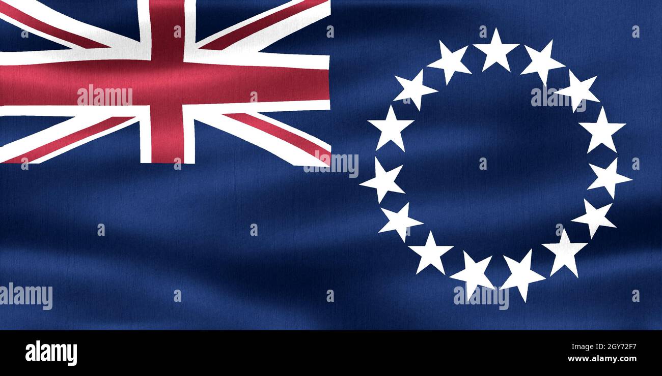 Cook Islands flag - realistic waving fabric flag Stock Photo - Alamy