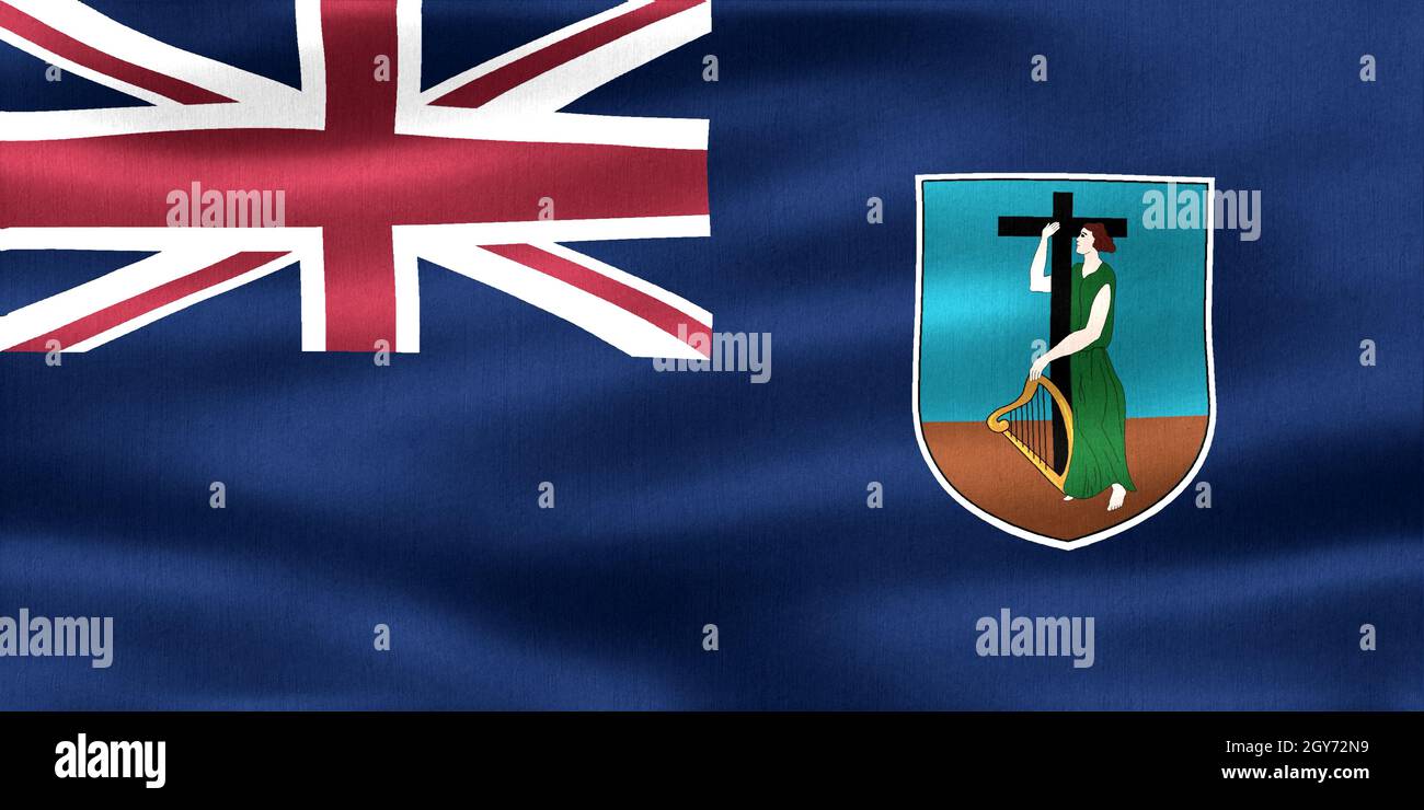 Montserrat flag - realistic waving fabric flag Stock Photo - Alamy