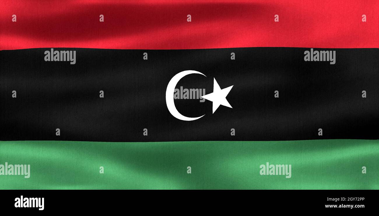 Libya flag - realistic waving fabric flag Stock Photo - Alamy