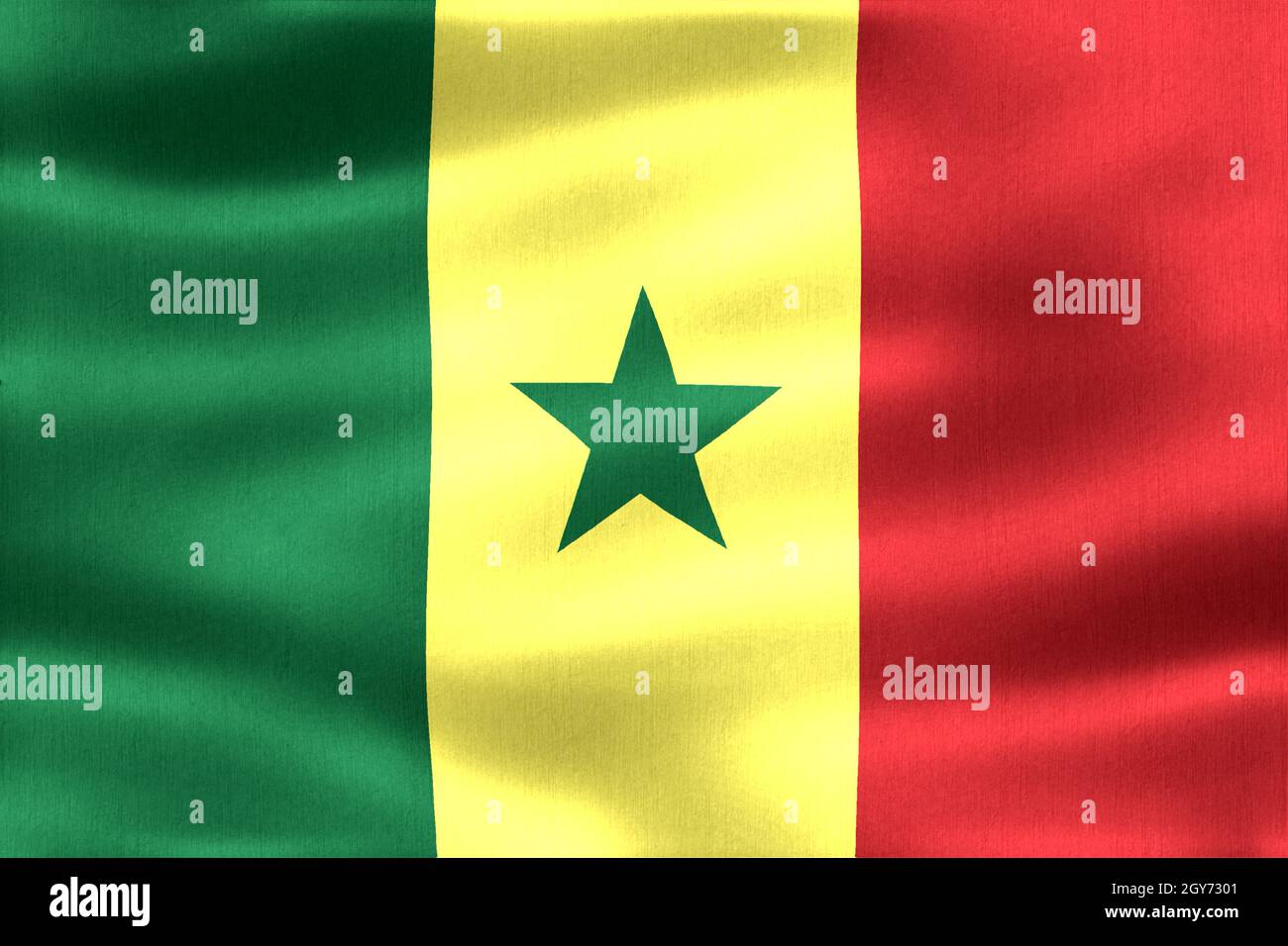 3D-Illustration of a Senegal flag - realistic waving fabric flag Stock ...
