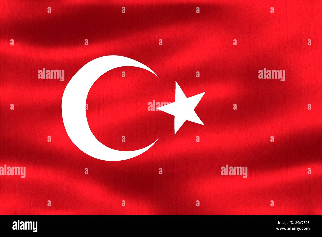 3D-Illustration of a Turkey flag - realistic waving fabric flag Stock ...