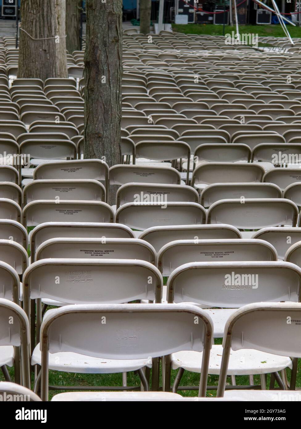 Seating laid out for a graduation ceremony at Harvard University Stock ...
