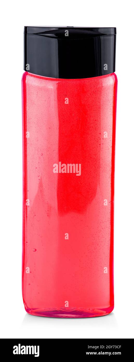 The red Shampoo bottle on a white background Stock Photo - Alamy