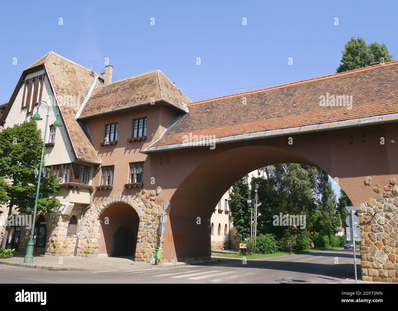 Gateway, in the Transylvanian style, to Kos Karoly Square in the ...