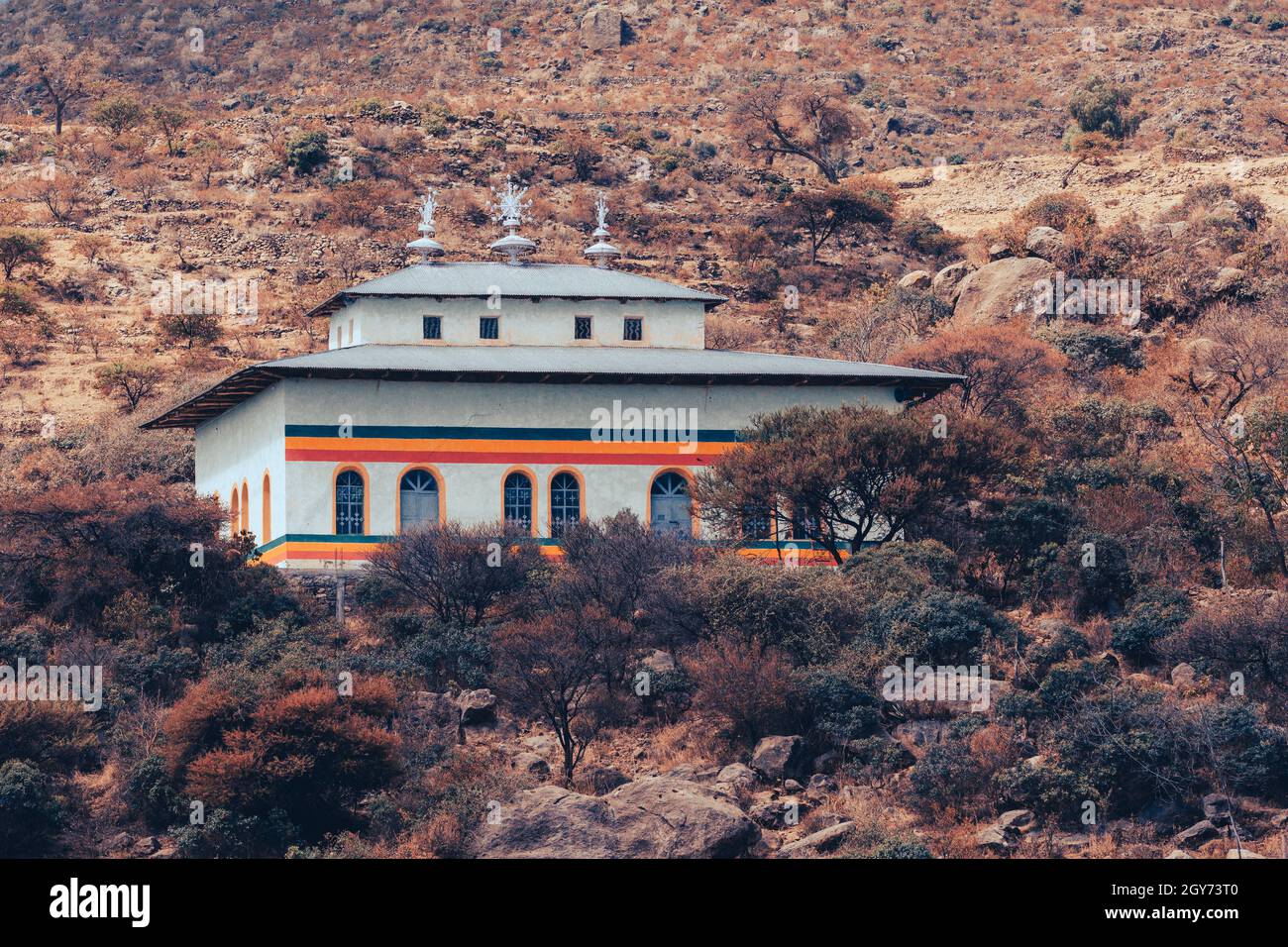 Beautiful architecture of rural Orthodox Christian Church situated in ...